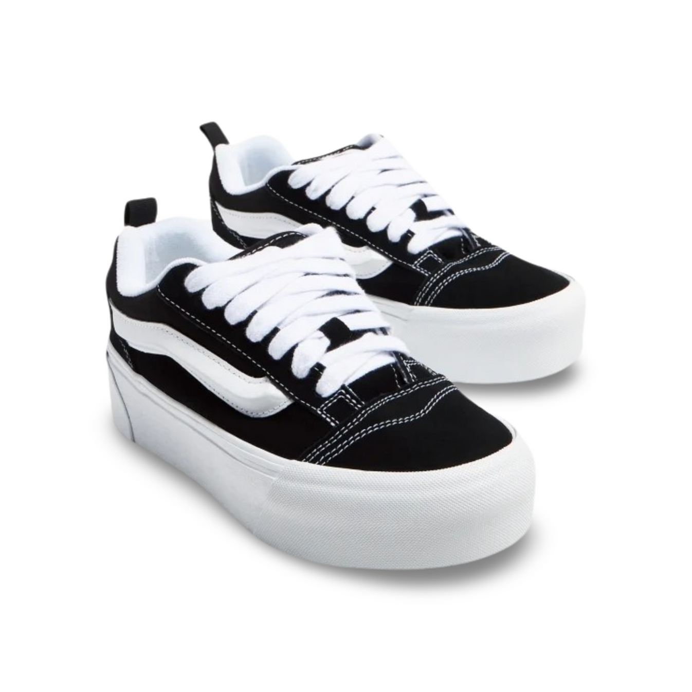 Vans Women's KNU Skool Stack Black/White – Level Shoes